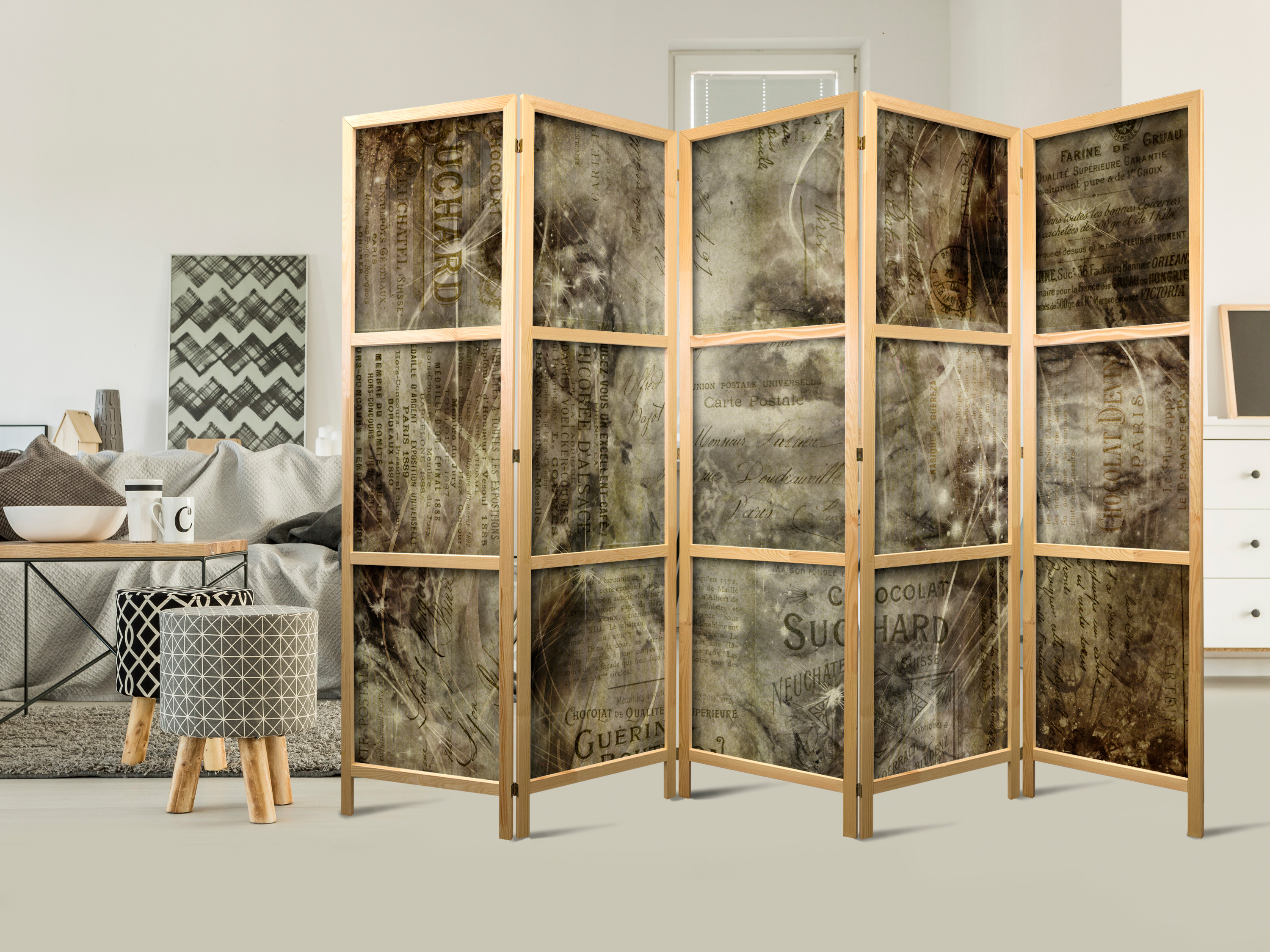PARAVENT RAUMTEILER HOLZ Trennwand Raumtrenner spanische Wand m-C-0461 ...